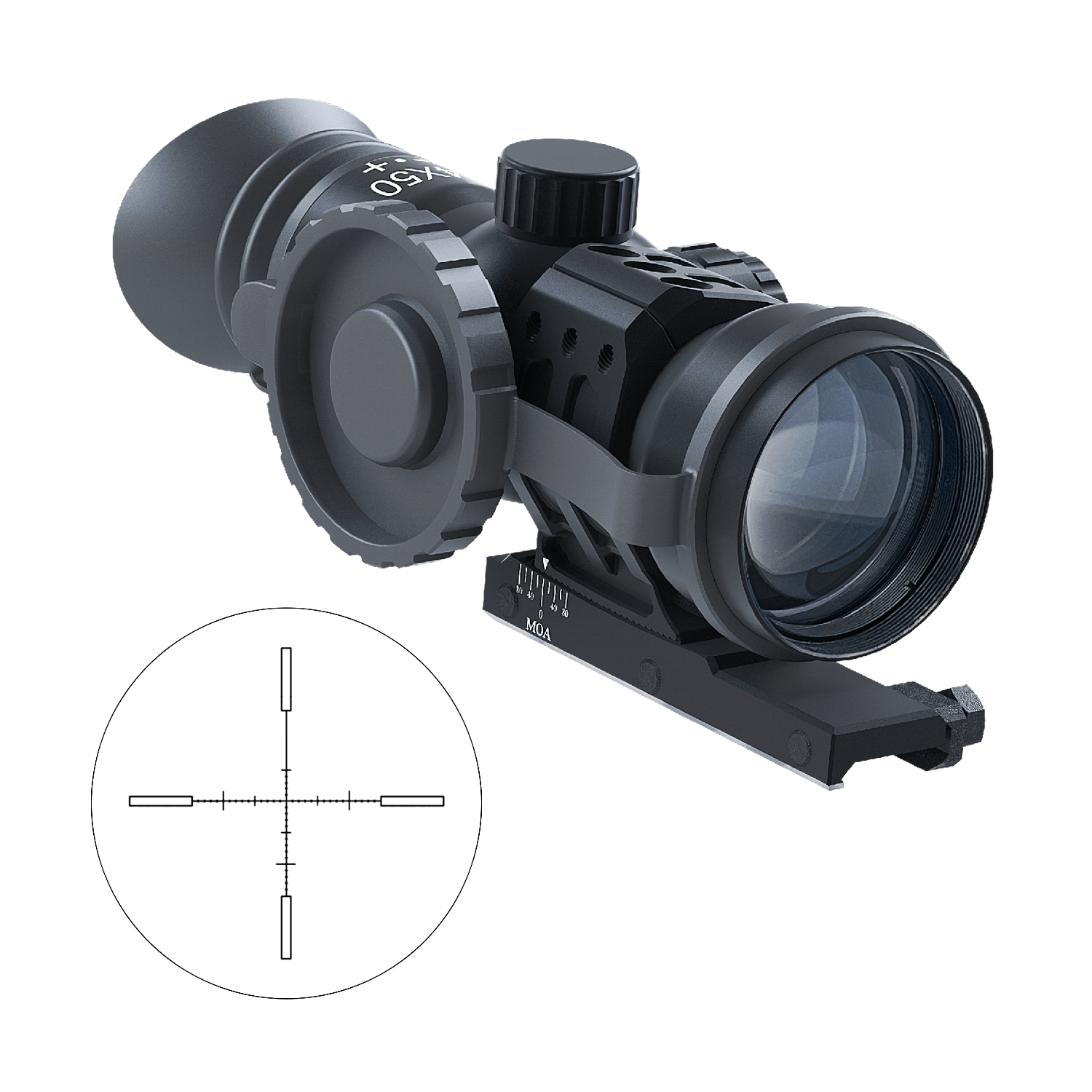 Immersive Optics - 14x50 Prismatic Scope - MilDot w MOA Adjustable Mou ...