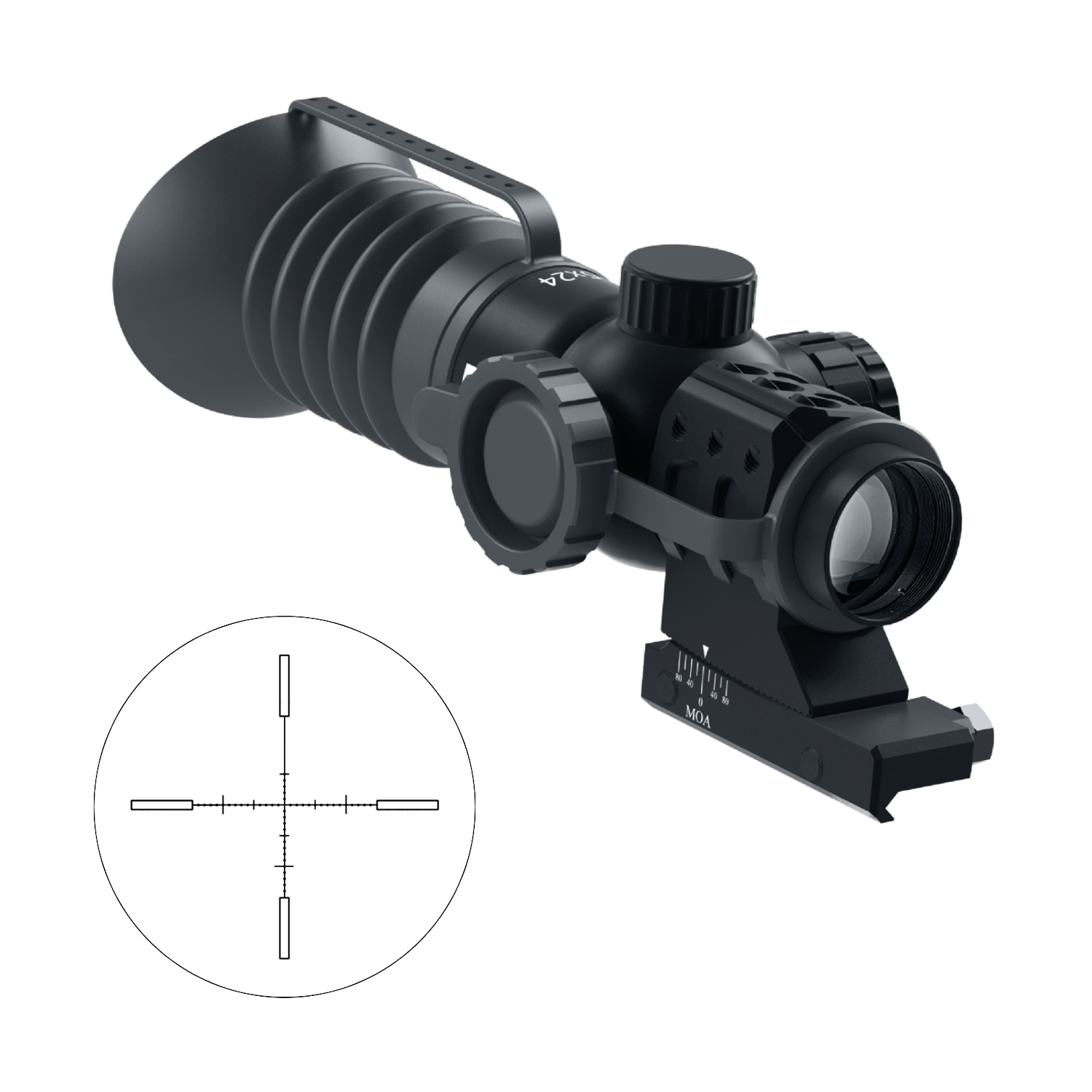 Immersive Optics -5x24 Prismatic Scope - MilDot w MOA Adjustable Mount ...