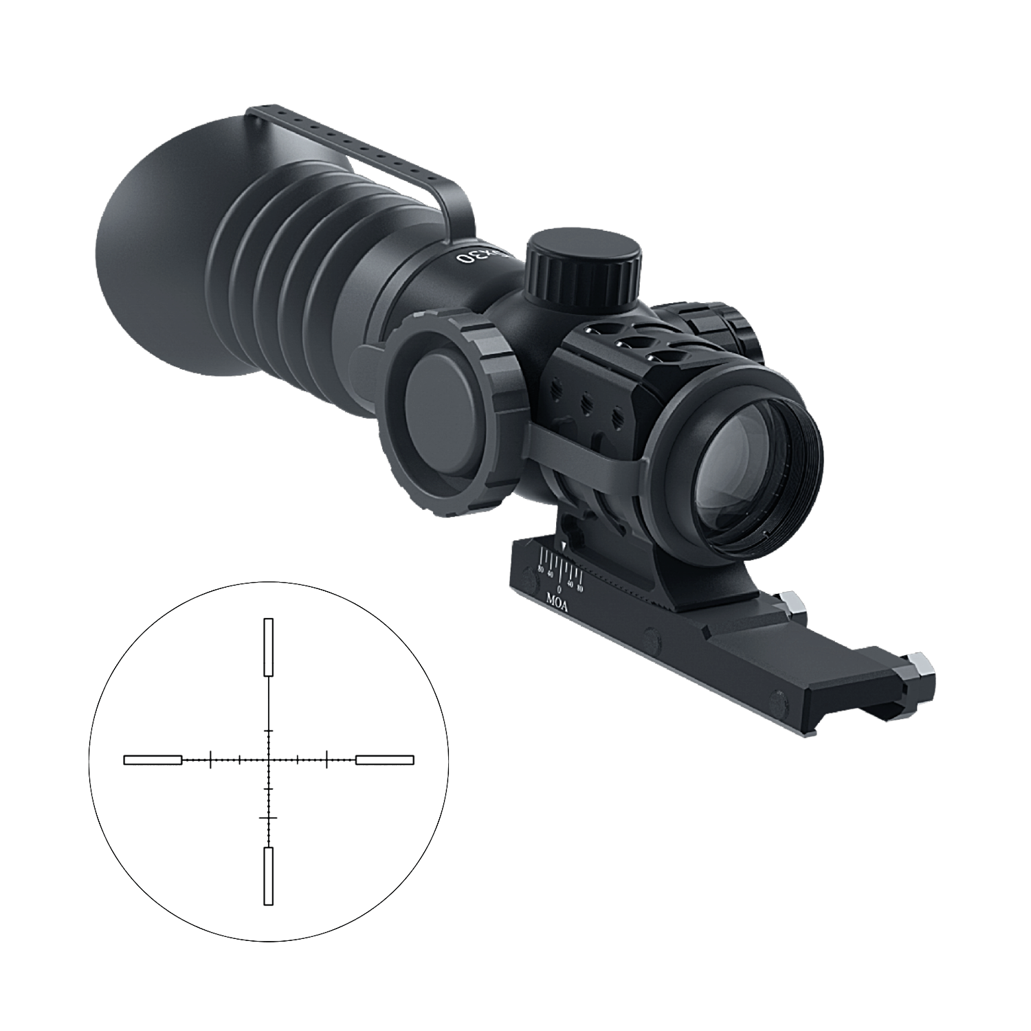 Immersive Optics -5x30 Prismatic Scope - MilDot w MOA Adjustable Mount ...