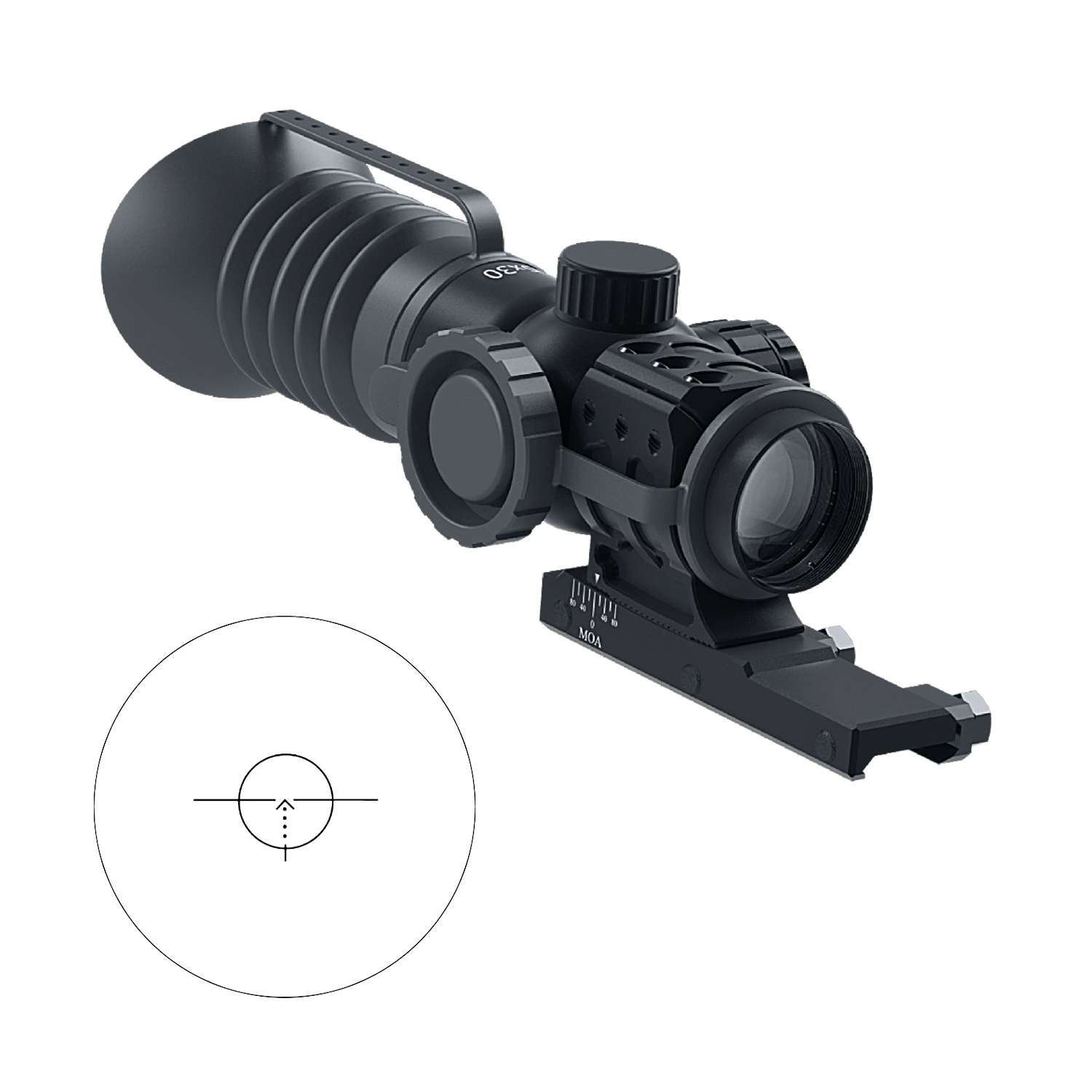 Immersive Optics -5x30 Prismatic Scope - MilDot Rapid w MOA Adjustable ...